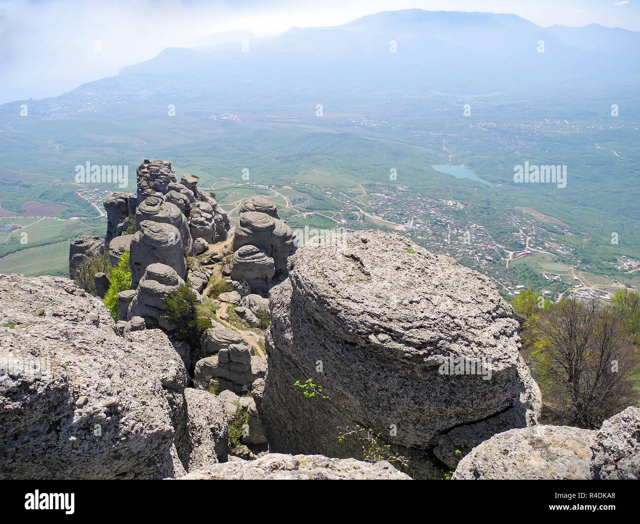 Beautiful mountain landscape with rounded rocks. Top view of the ...