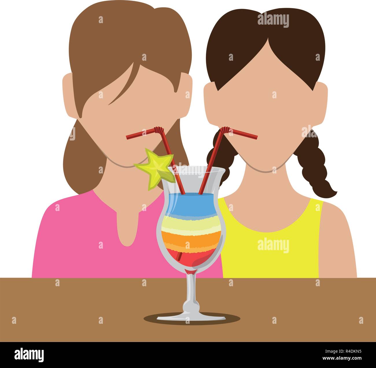 girls with cocktail drink vector illustration design Stock Vector Image ...