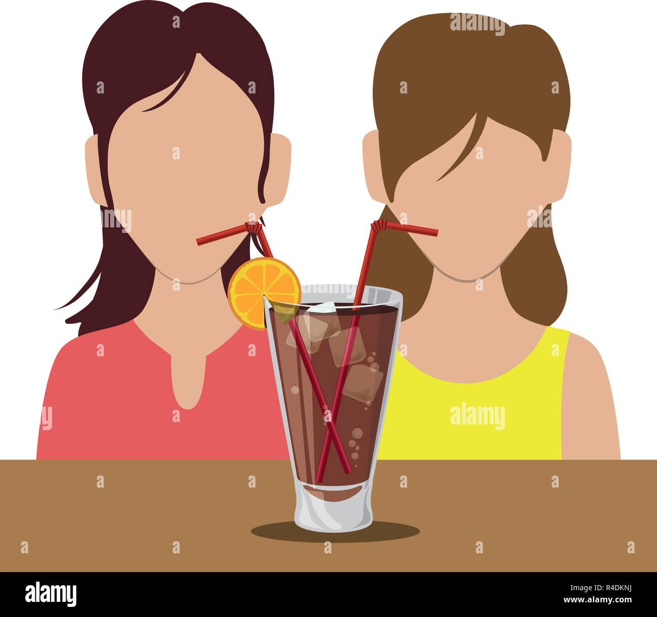 girls with cocktail drink vector illustration design Stock Vector Image ...