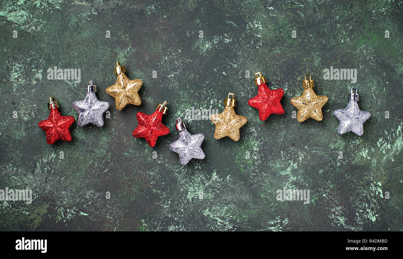 Christmas background with shiny glitter stars. Top view Stock Photo - Alamy