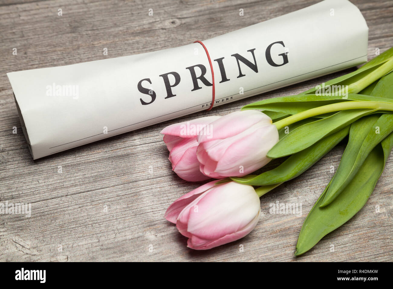 spring text on newspaper Stock Photo - Alamy