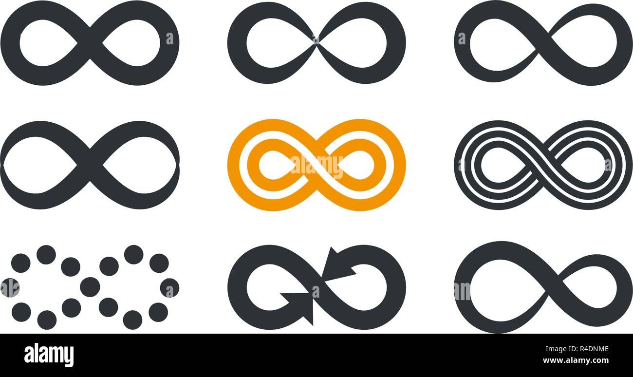 Infinity symbols. Repetition and unlimited cyclicity in different style ...
