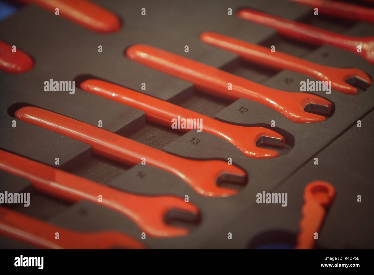 Wrenches tool box Stock Photo - Alamy