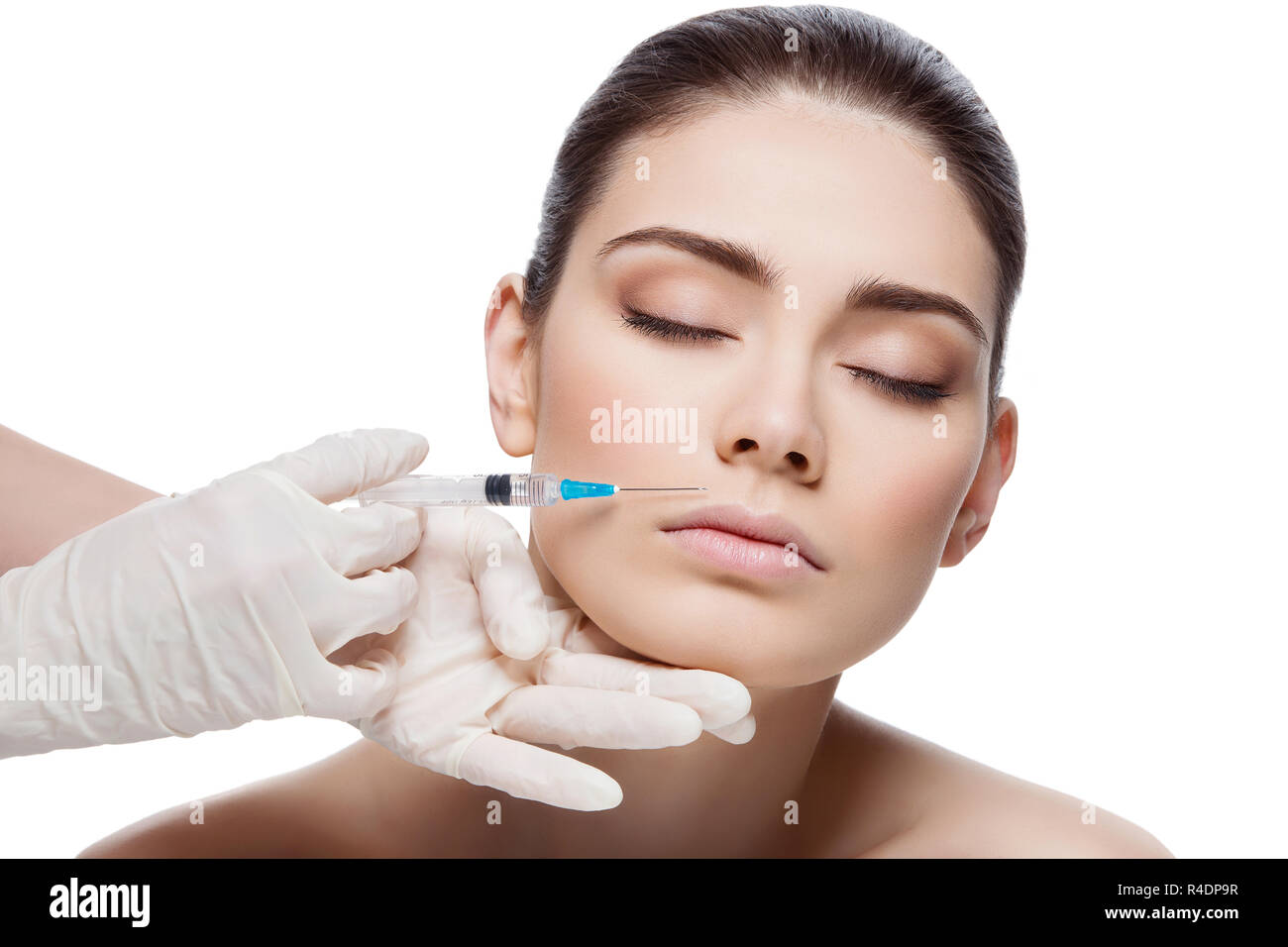 Woman gets collagen injection Stock Photo - Alamy
