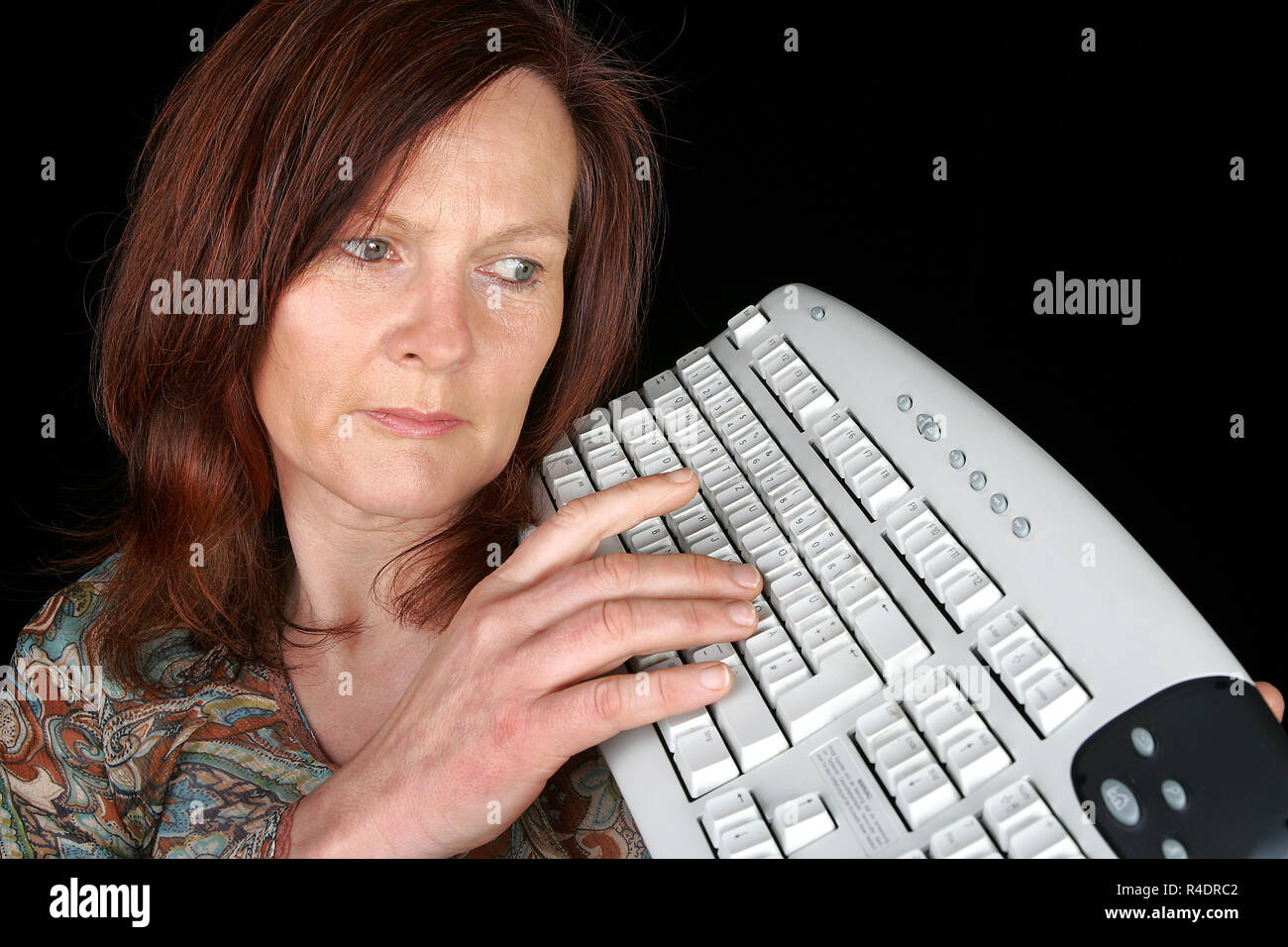 woman with pc keyboard Stock Photo - Alamy