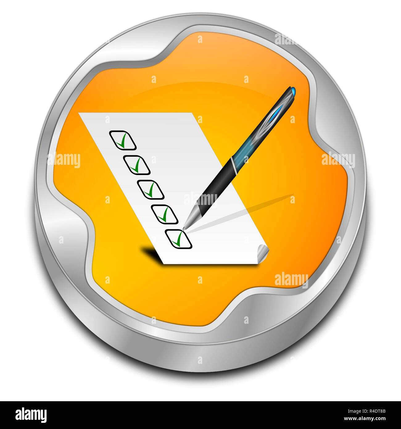 Button with check list - 3D illustration Stock Photo - Alamy