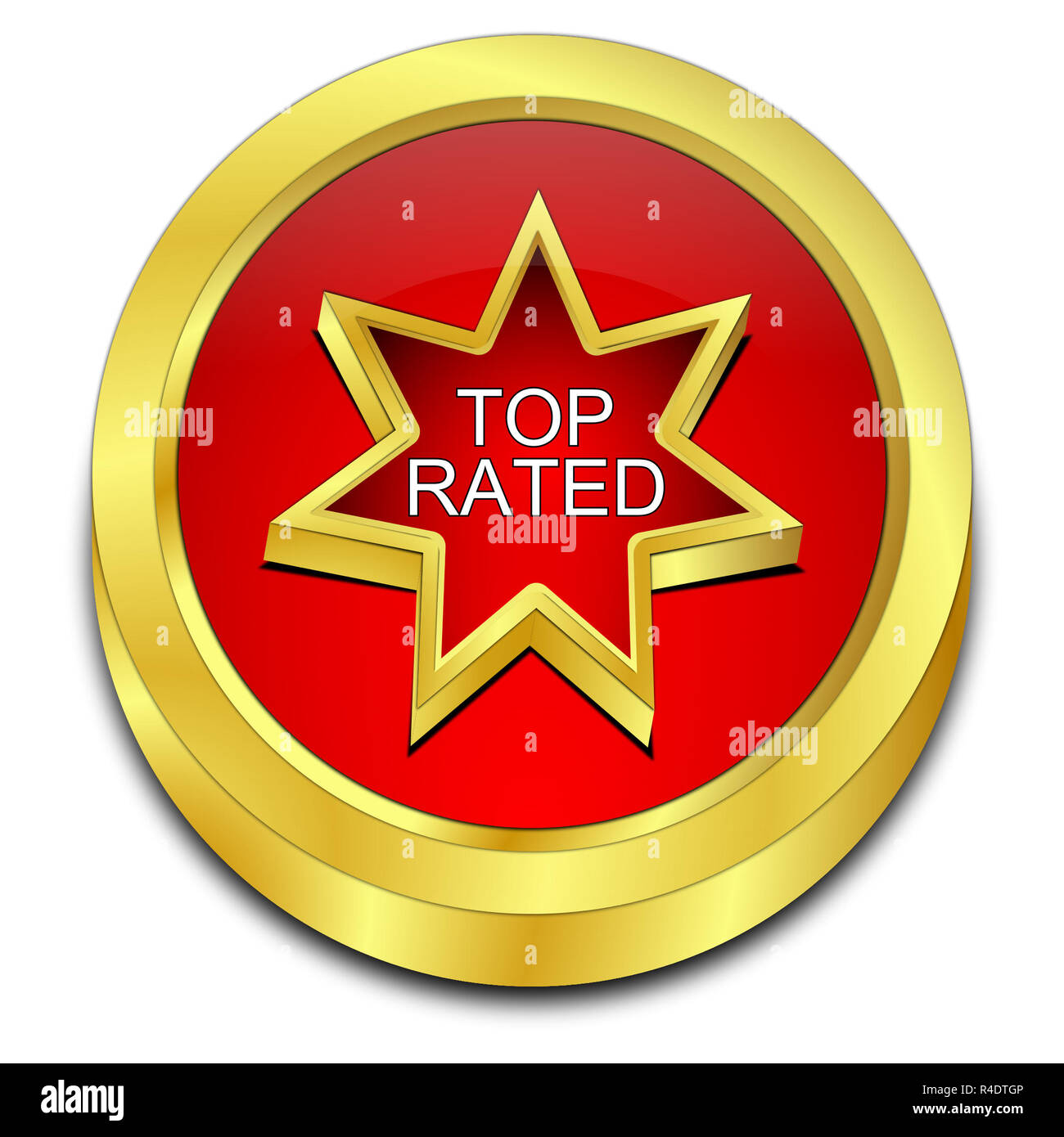 golden red Top Rated Button - 3D illustration Stock Photo - Alamy