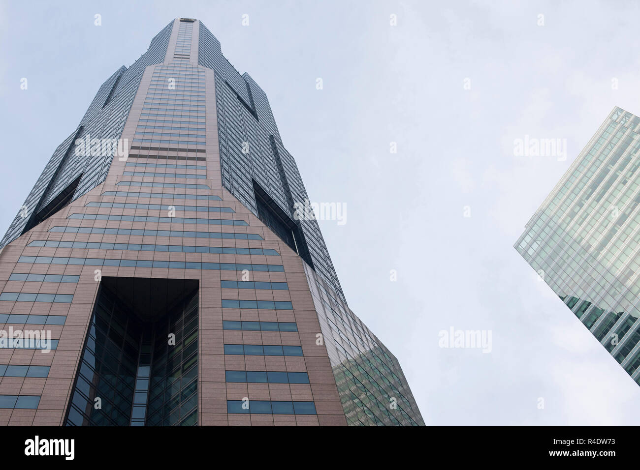 Steel blue glass high rise building skyscrapers, industrial ...