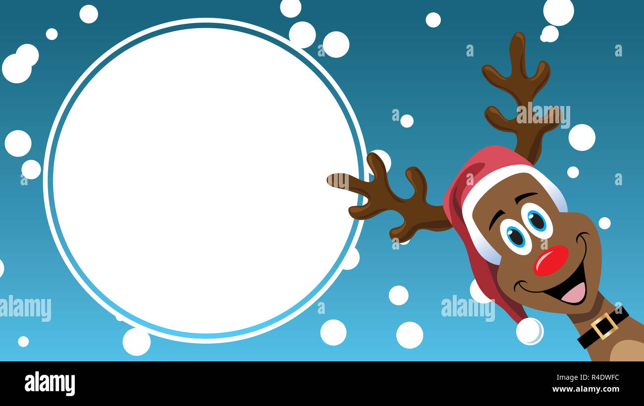 Christmas Sale cartoon reindeer design advertising template sign Stock ...