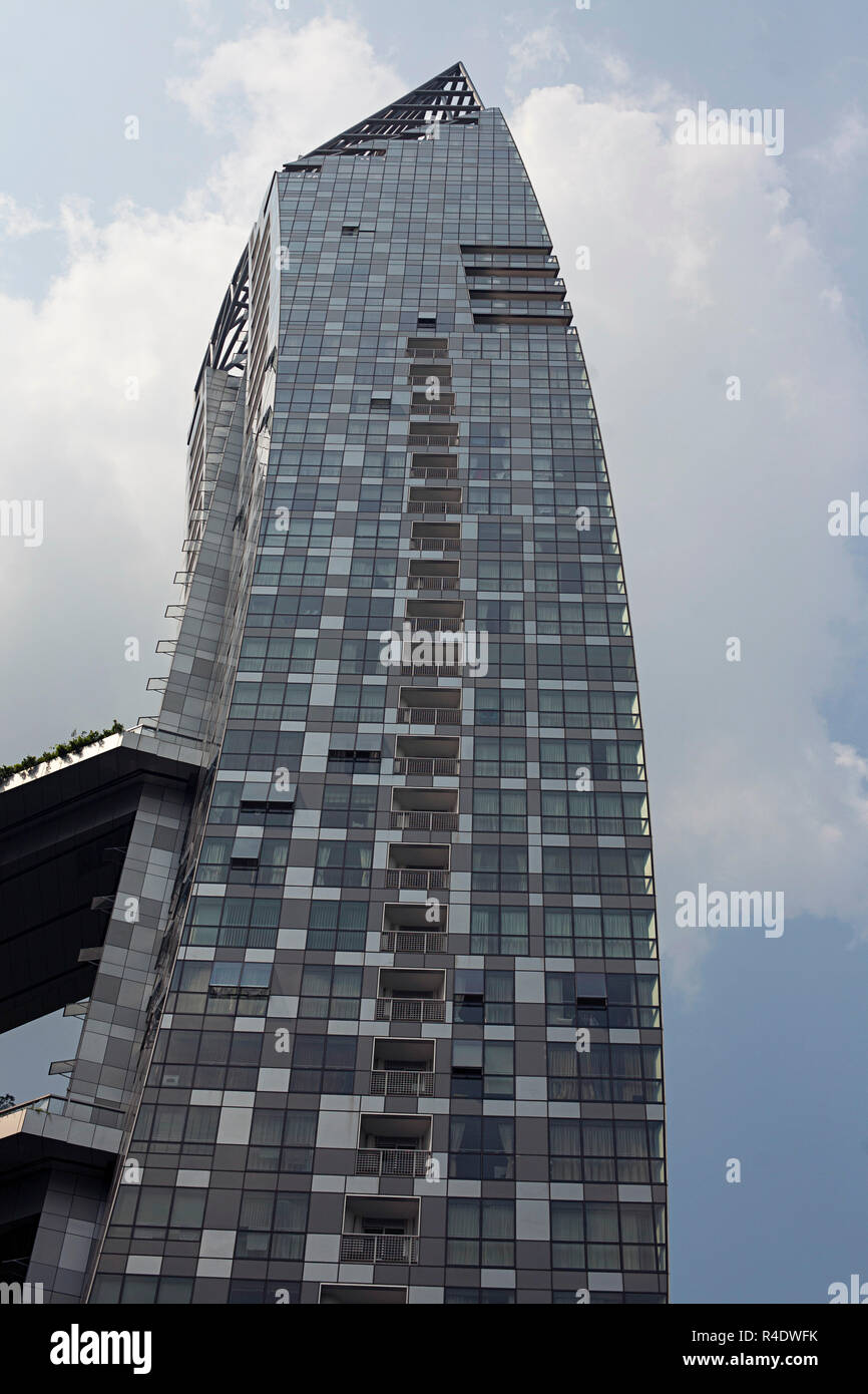 Steel blue glass high rise building skyscrapers, industrial ...