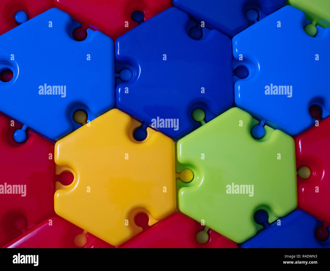 closeup of vivid colored hexagon tiles connected as organic whole Stock ...