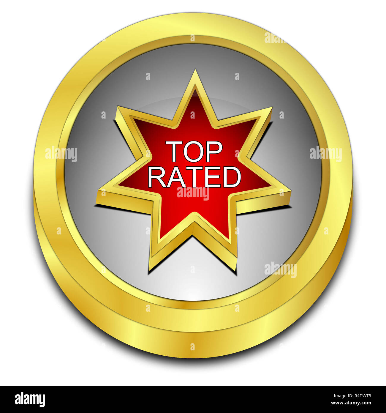 decorative Top Rated Button - 3D illustration Stock Photo - Alamy