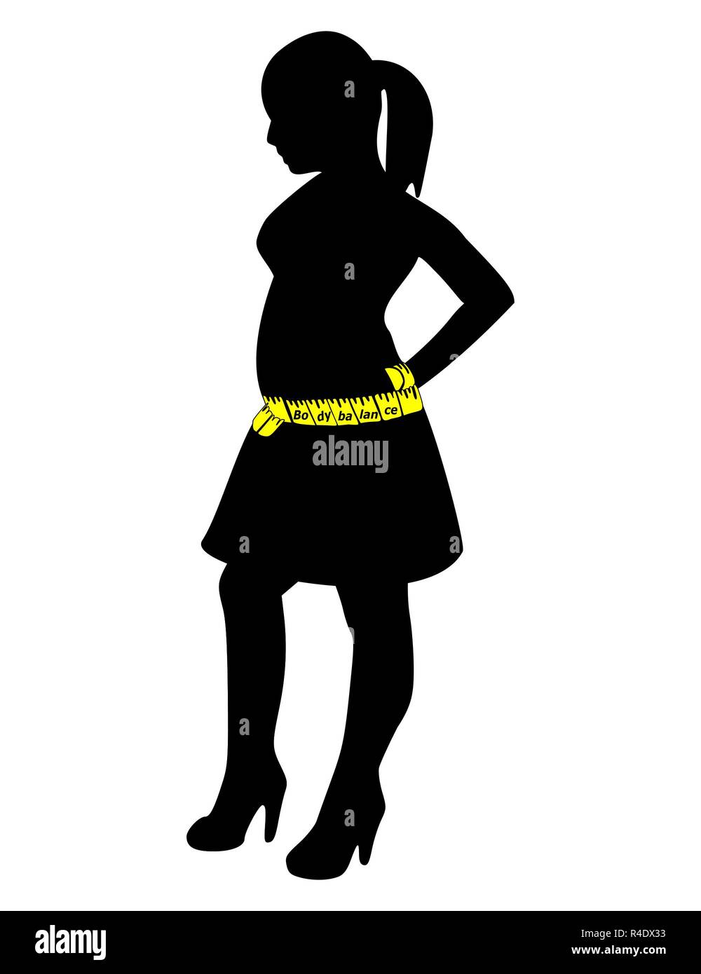 female Silhouette with Body Balance - illustration Stock Photo - Alamy