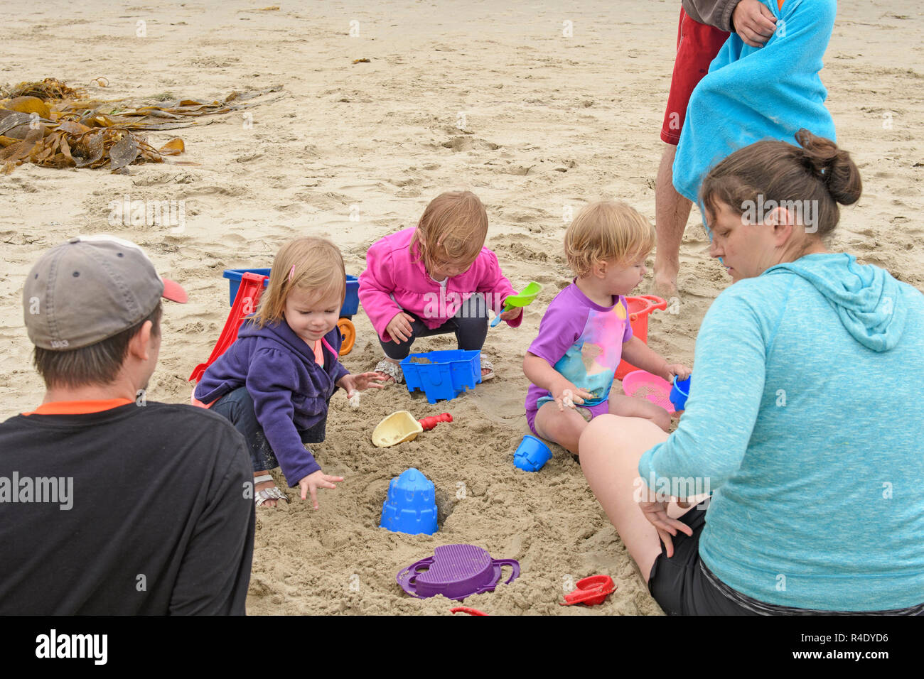 Little Kids Playing on the Beach in Burro Arroyo Beach in Santa Barbara ...