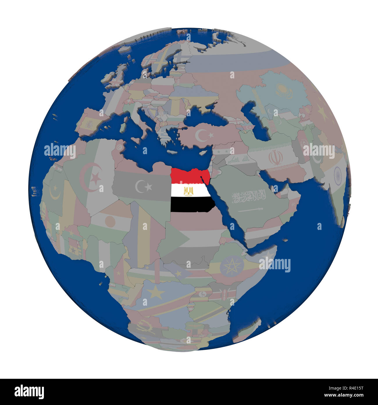 Egypt on political globe Stock Photo - Alamy