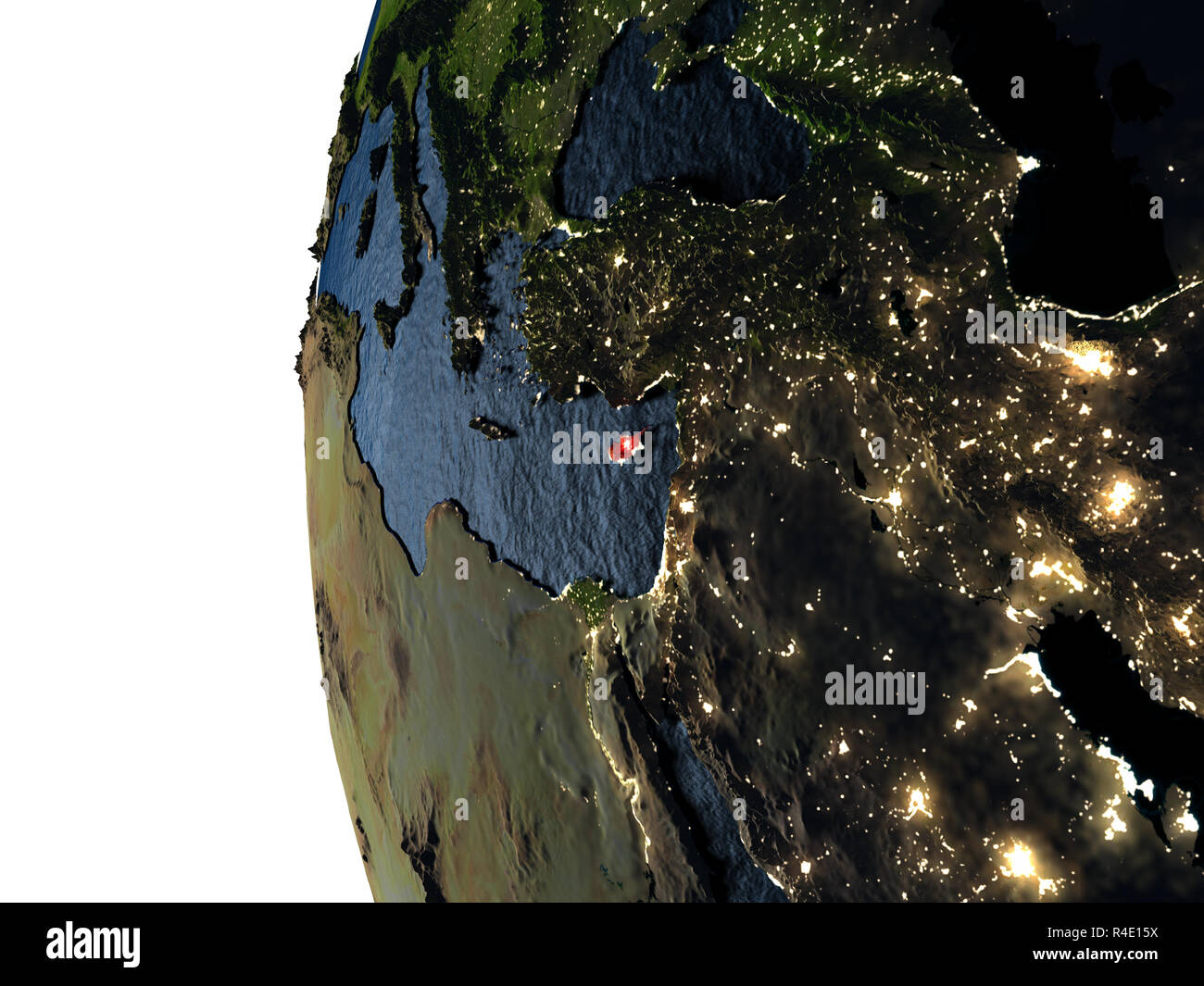 Sunset over Cyprus from space Stock Photo - Alamy