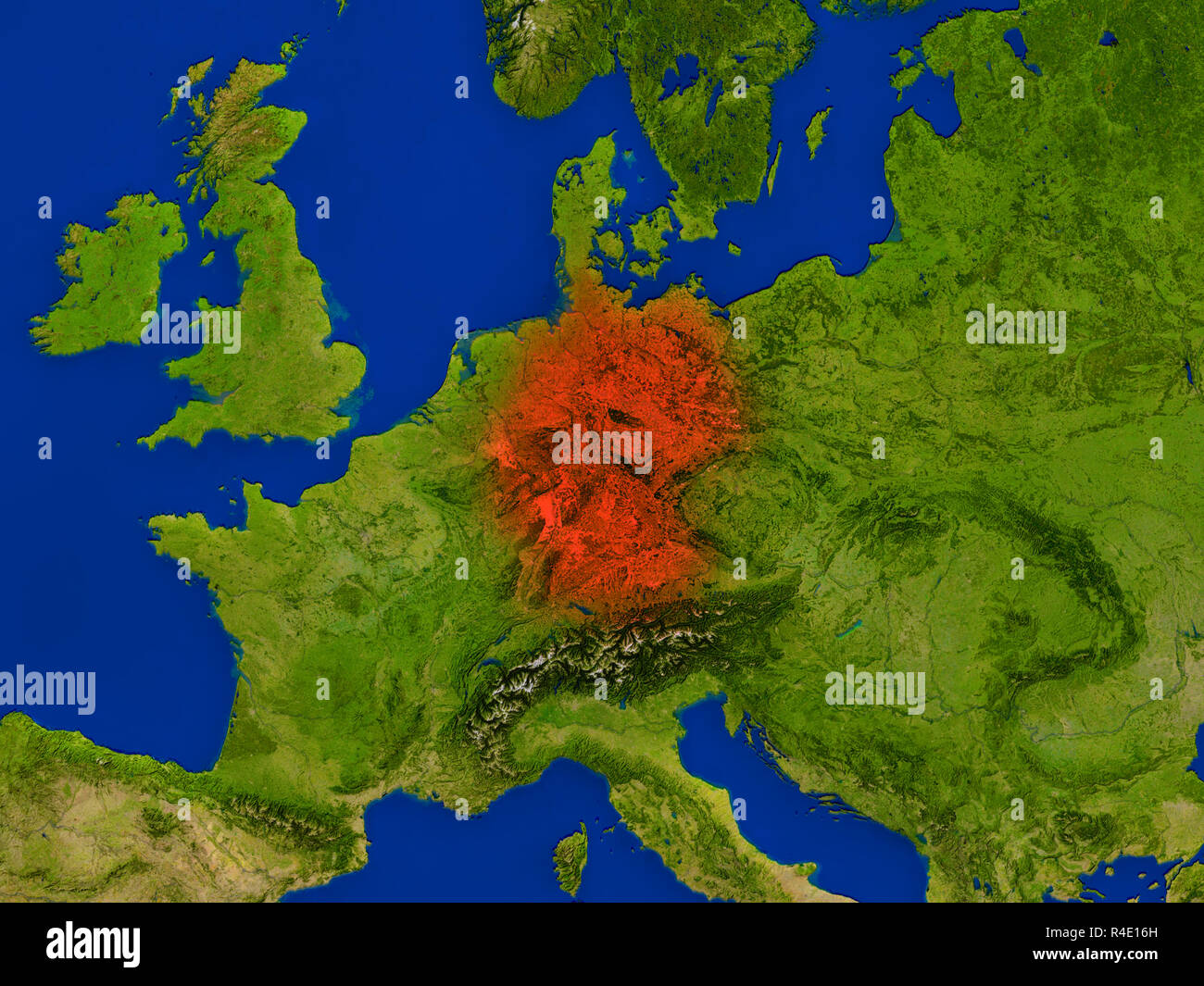Germany from space in red Stock Photo - Alamy