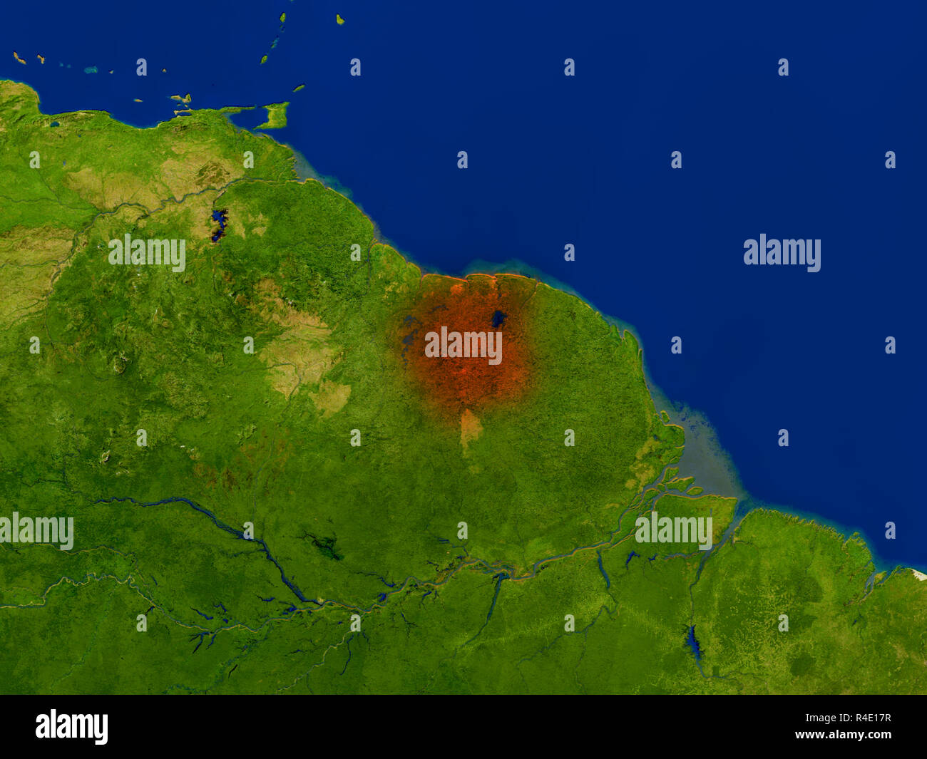 Map satellite geography suriname hi-res stock photography and images ...