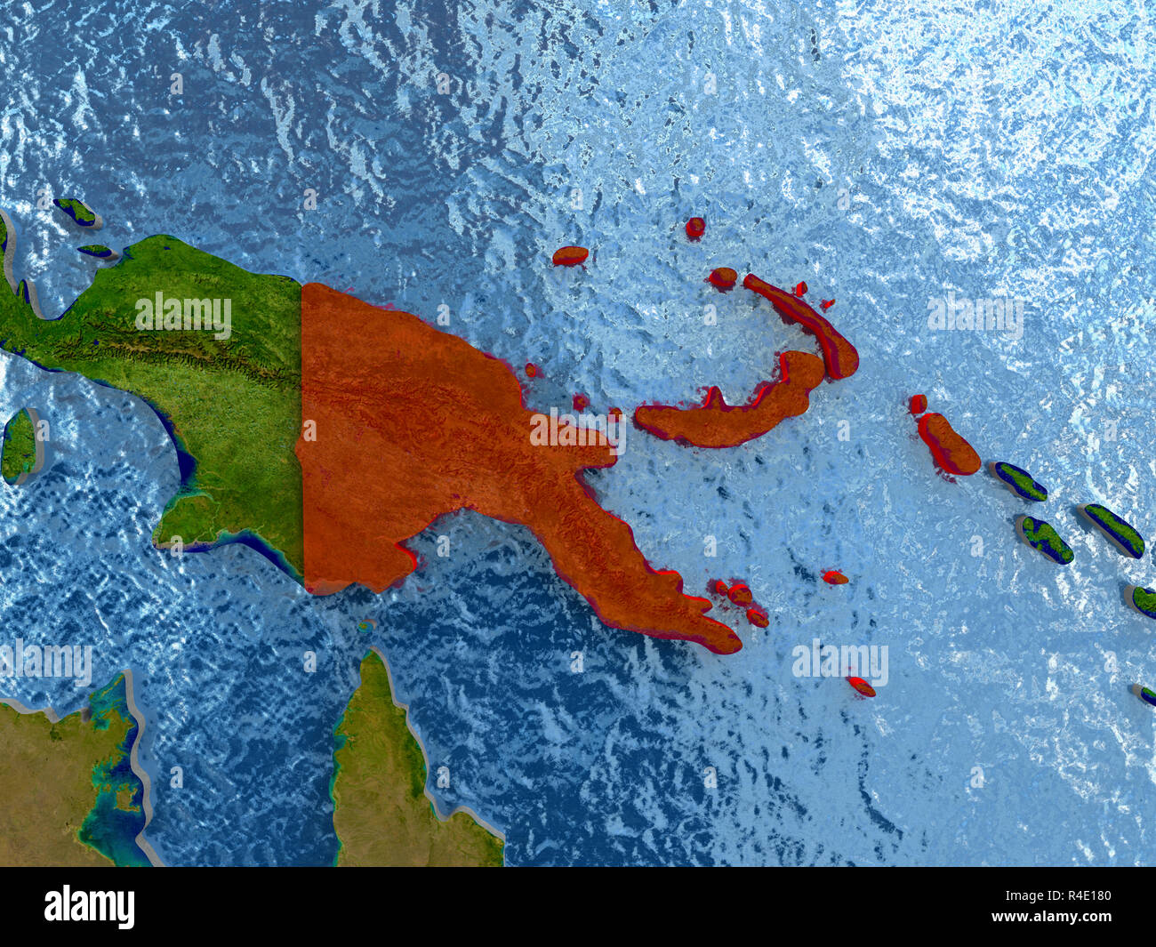Papua New Guinea in red Stock Photo - Alamy