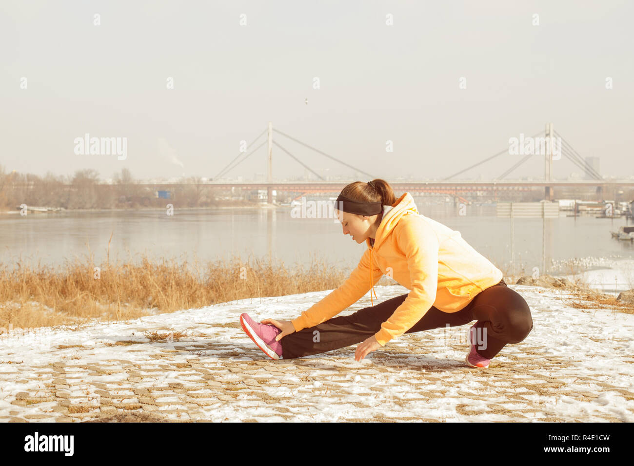 Fitness Woman Winter Activity Stock Photo - Alamy