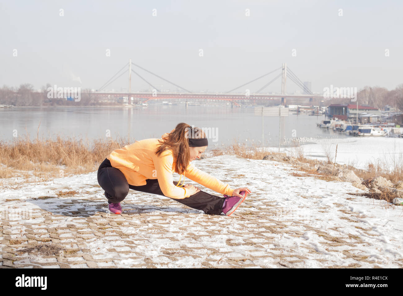 Fitness Woman Winter Activity Stock Photo - Alamy