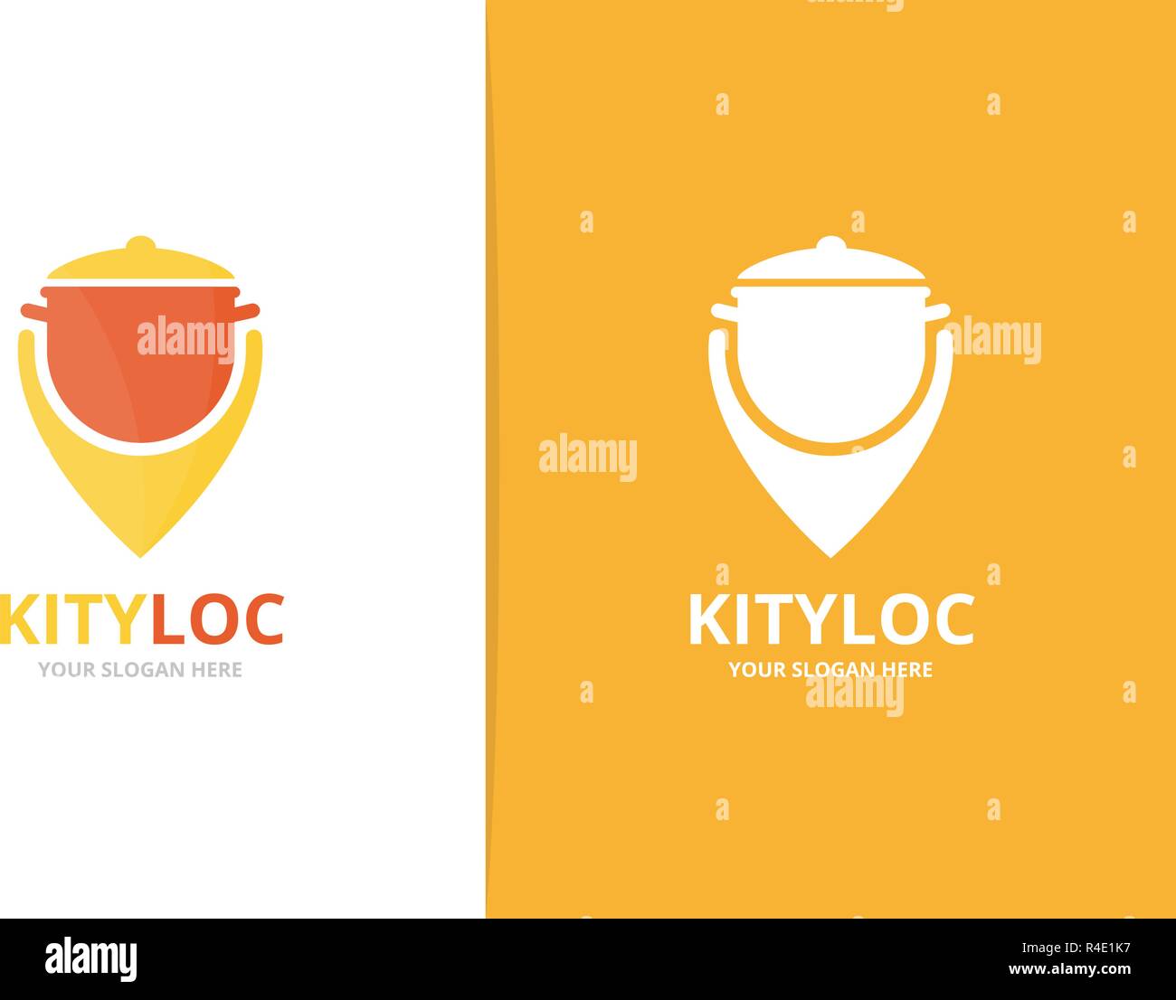 Vector pot and map pointer logo combination. Kitchen and gps locator ...