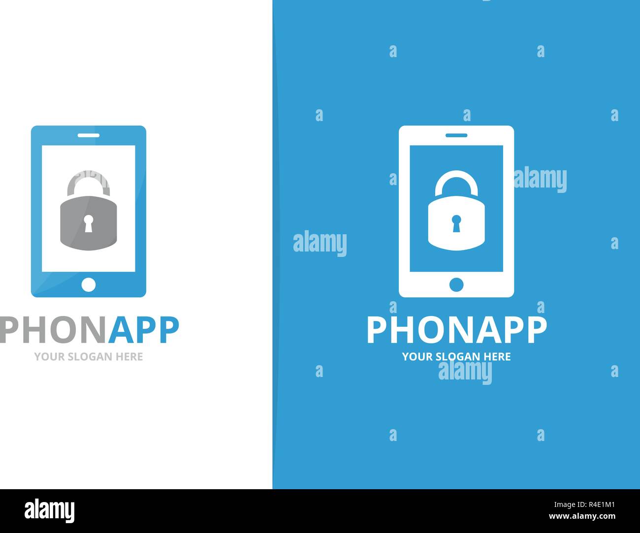 Vector lock and phone logo combination. Safe and mobile symbol or icon ...