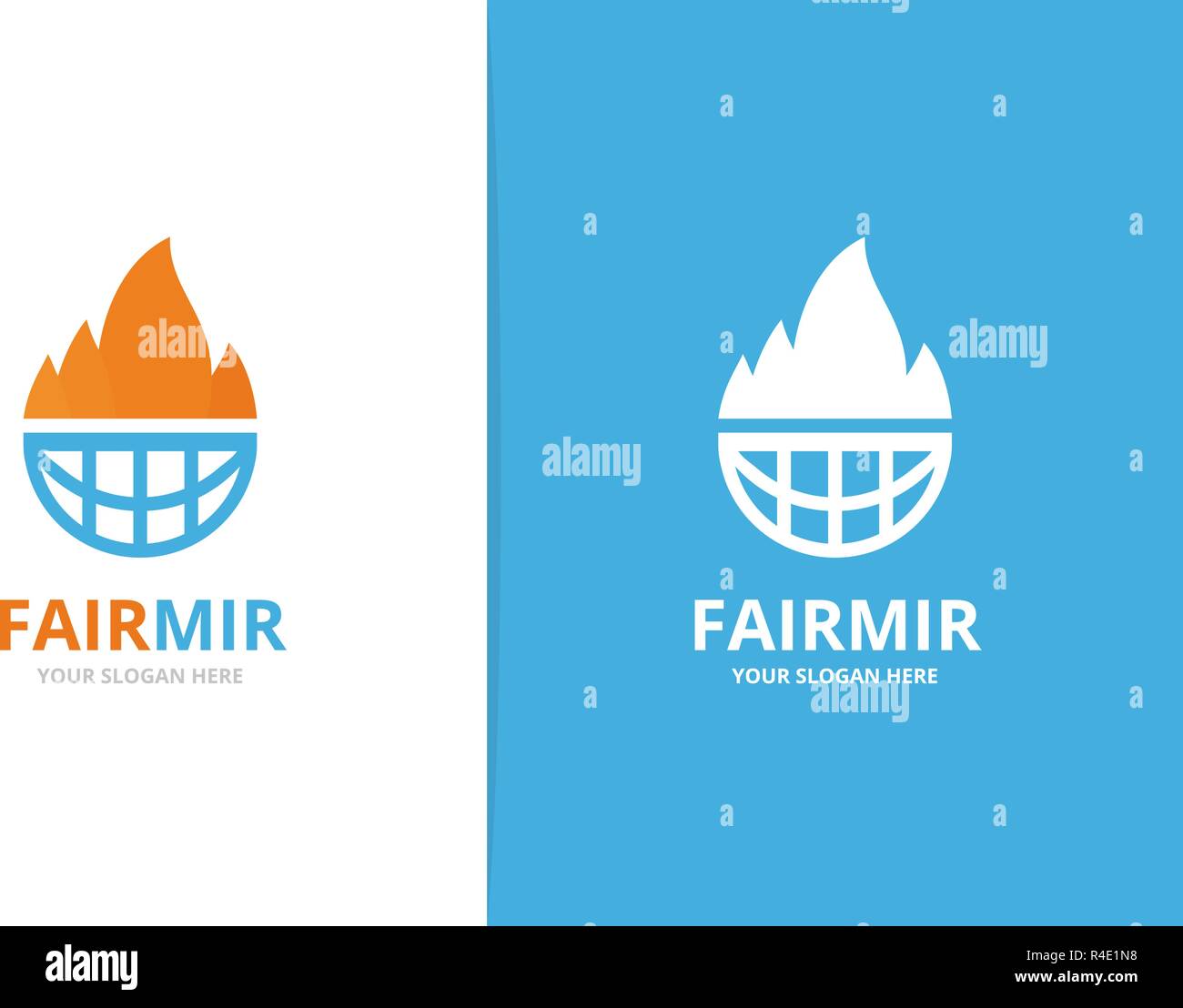 Vector fire and planet logo combination. Flame and world symbol or icon ...