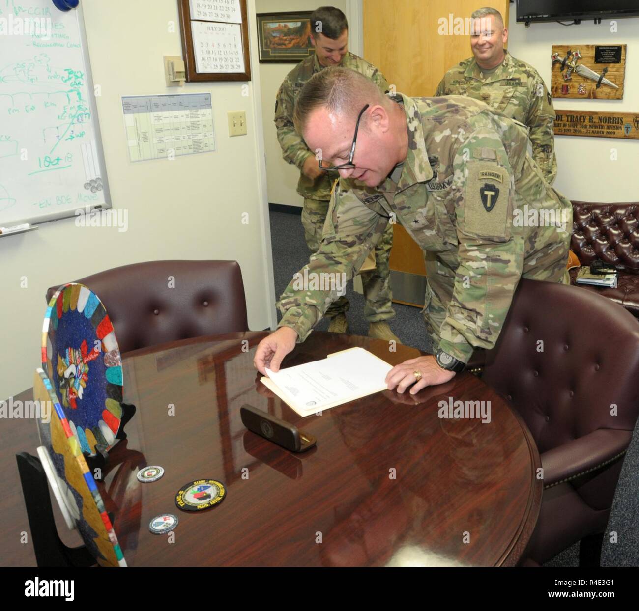 Brig. Gen. Lee Henry signs his Assumption of Command for the 36th ...
