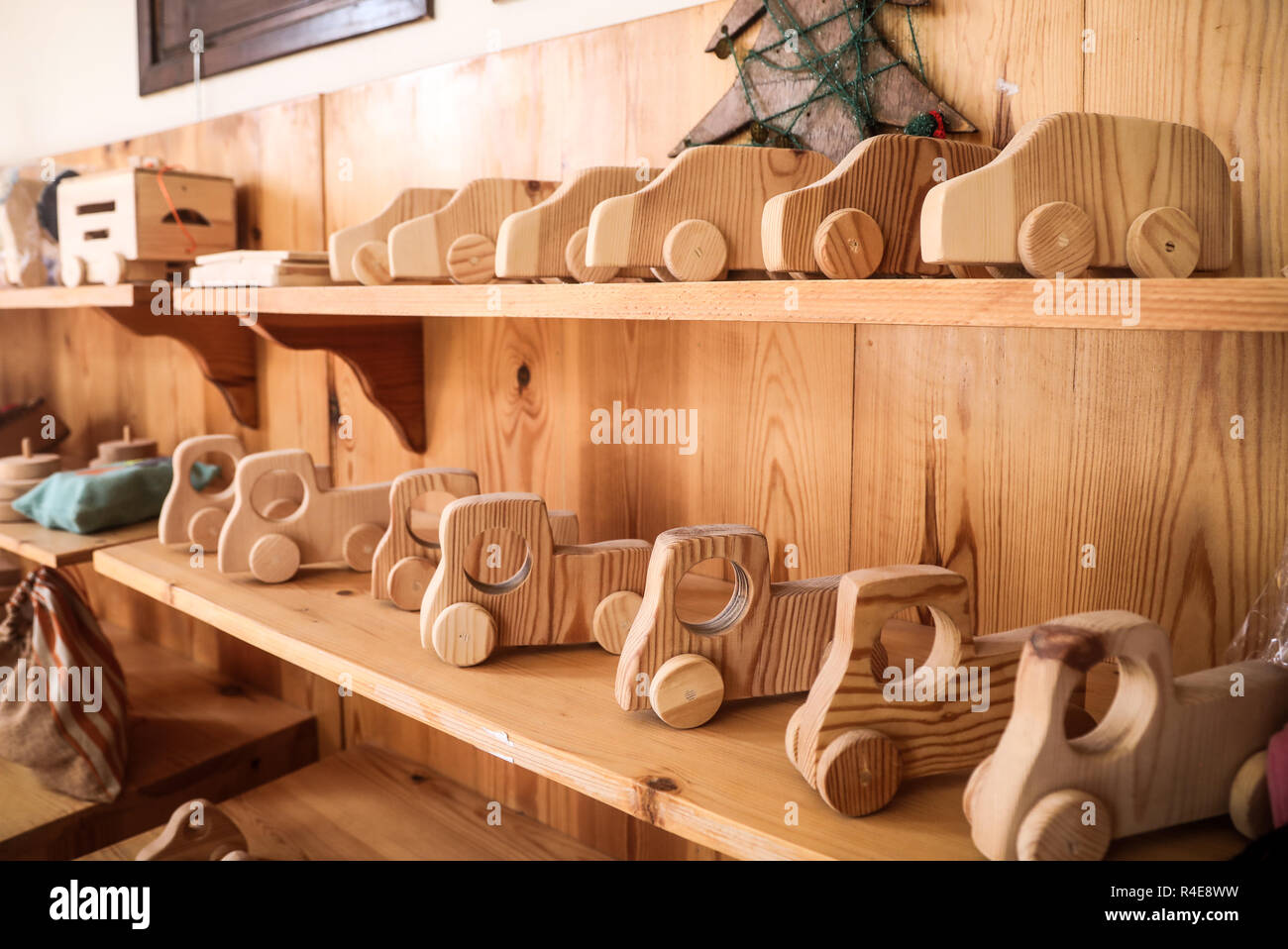 Wooden toys made by women workers from Um Alnaser village north of Gaza ...