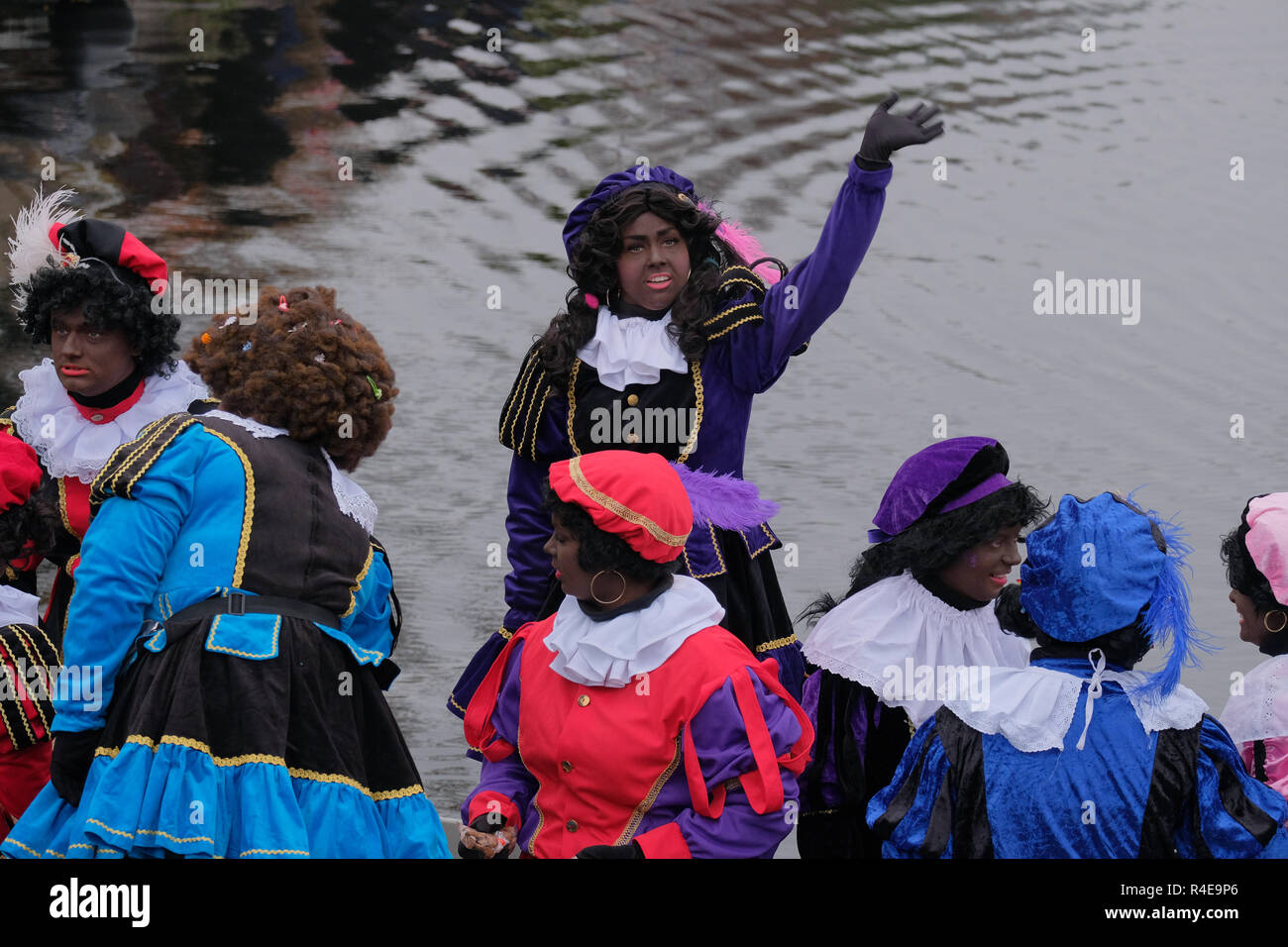 A woman dressed as traditional character known as Zwarte Piet or Black ...