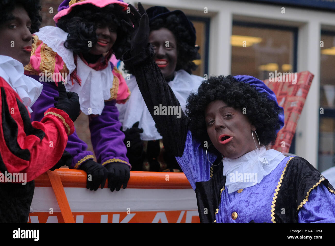 People dressed as traditional characters known as Zwarte Piet or Black ...