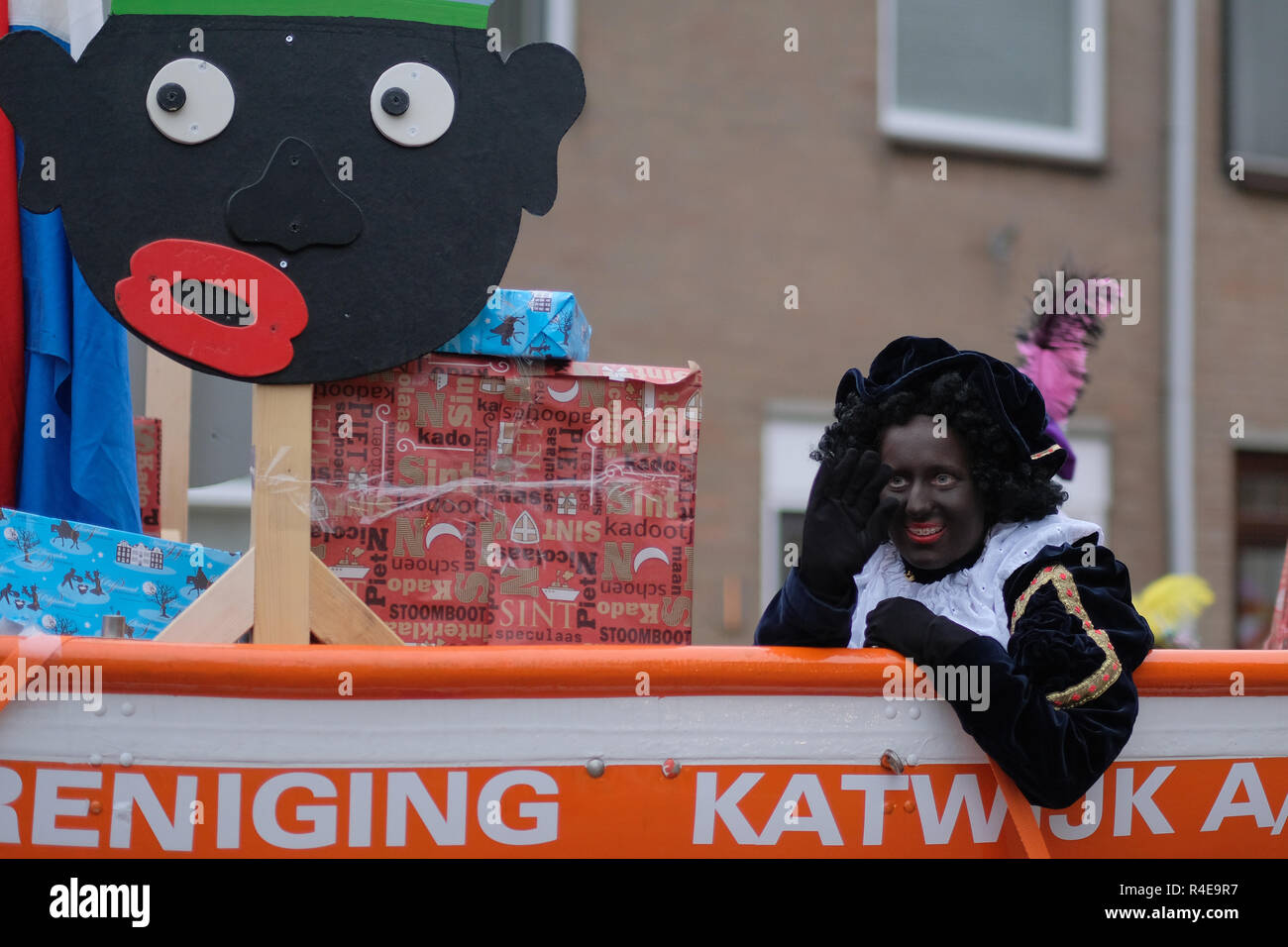 A girl dressed as a traditional character known as Zwarte Piet or Black ...
