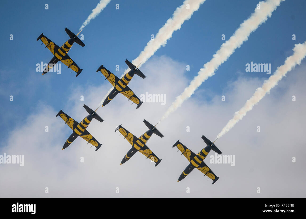 Kish Island, Iran. 26th Nov, 2018. Airplanes perform during an air show ...