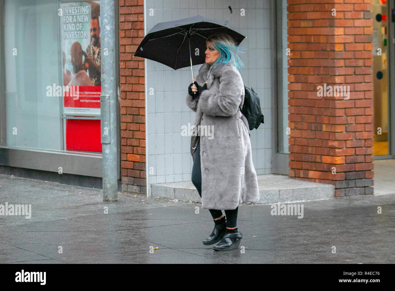 Southport, Lancashire, UK Weather. 27th Nov, 2018. Cold wet windy day ...