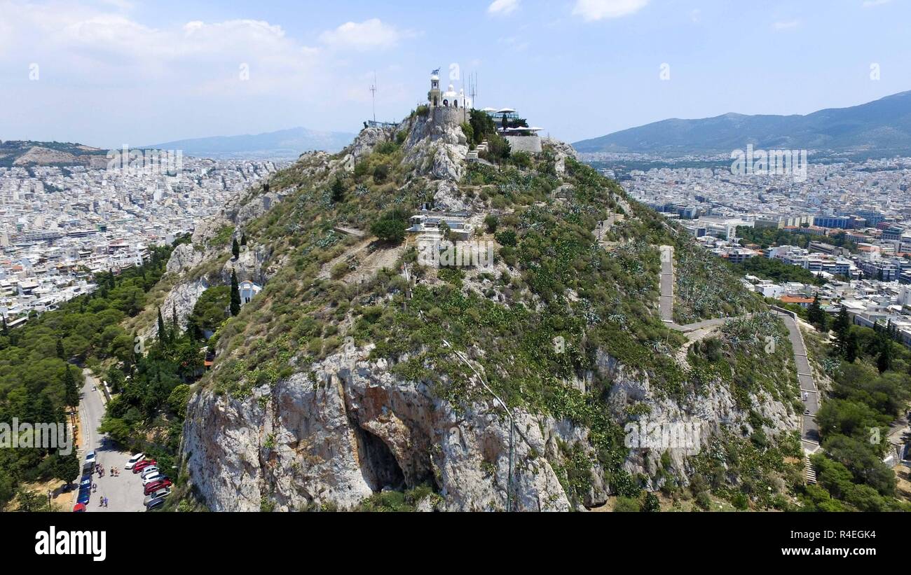 Athens, Greece. 10th June, 2017. A general view of the Lykavitos Hill ...