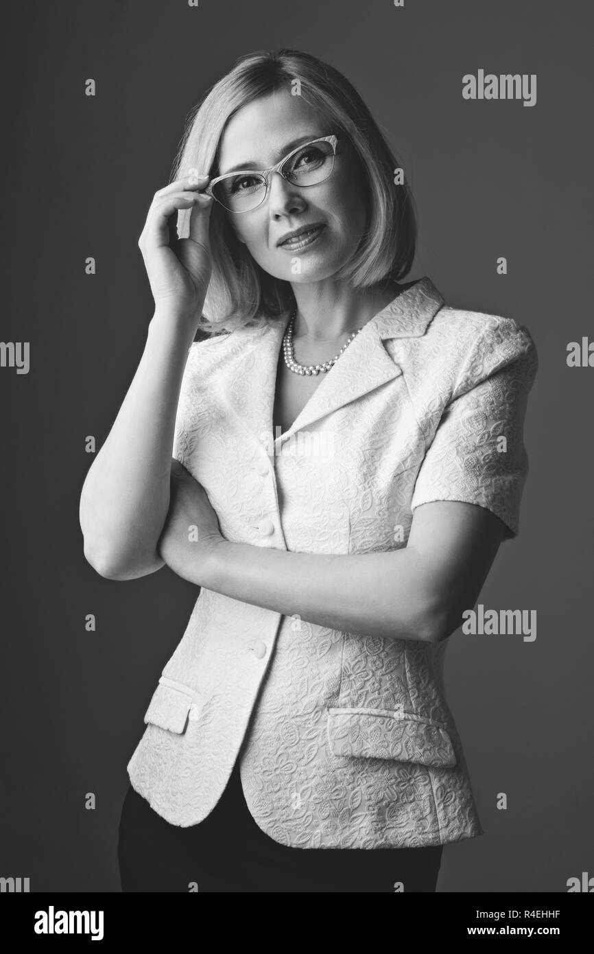 Business woman in glasses Stock Photo - Alamy