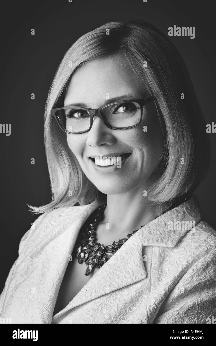 Face portrait spectacles glasses Black and White Stock Photos & Images ...