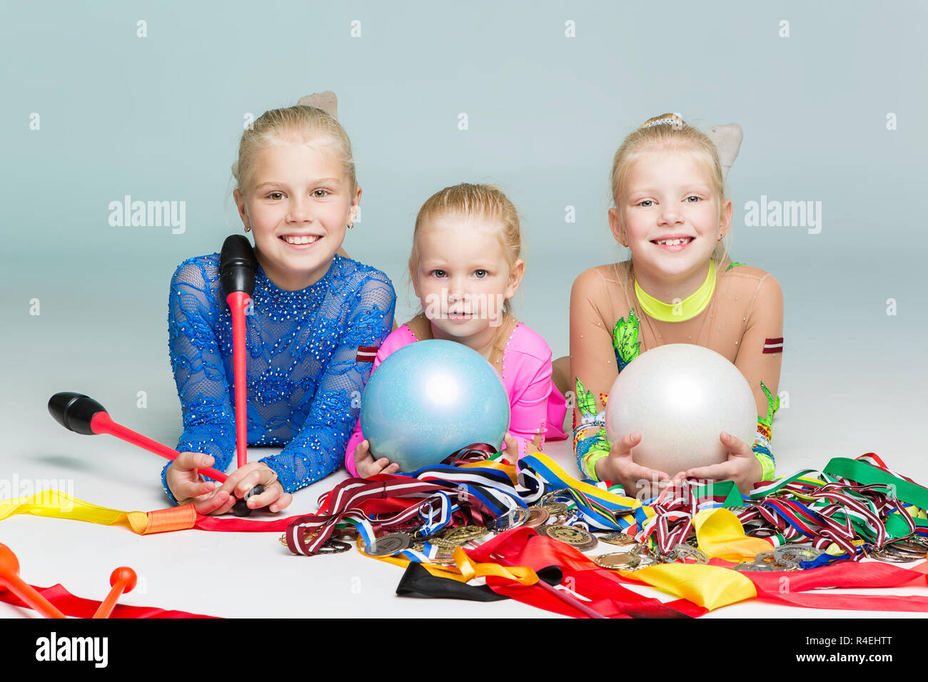 Happy children with medals Stock Photo - Alamy