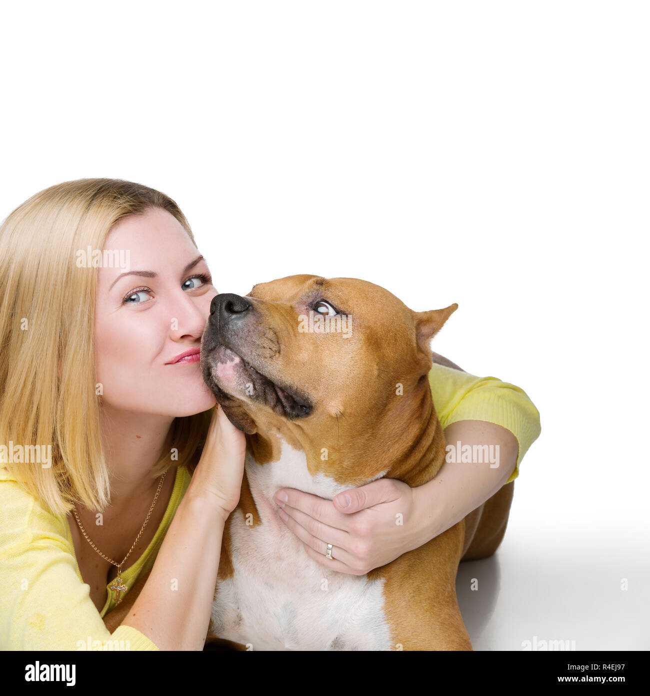 Girl hugging dog Stock Photo - Alamy