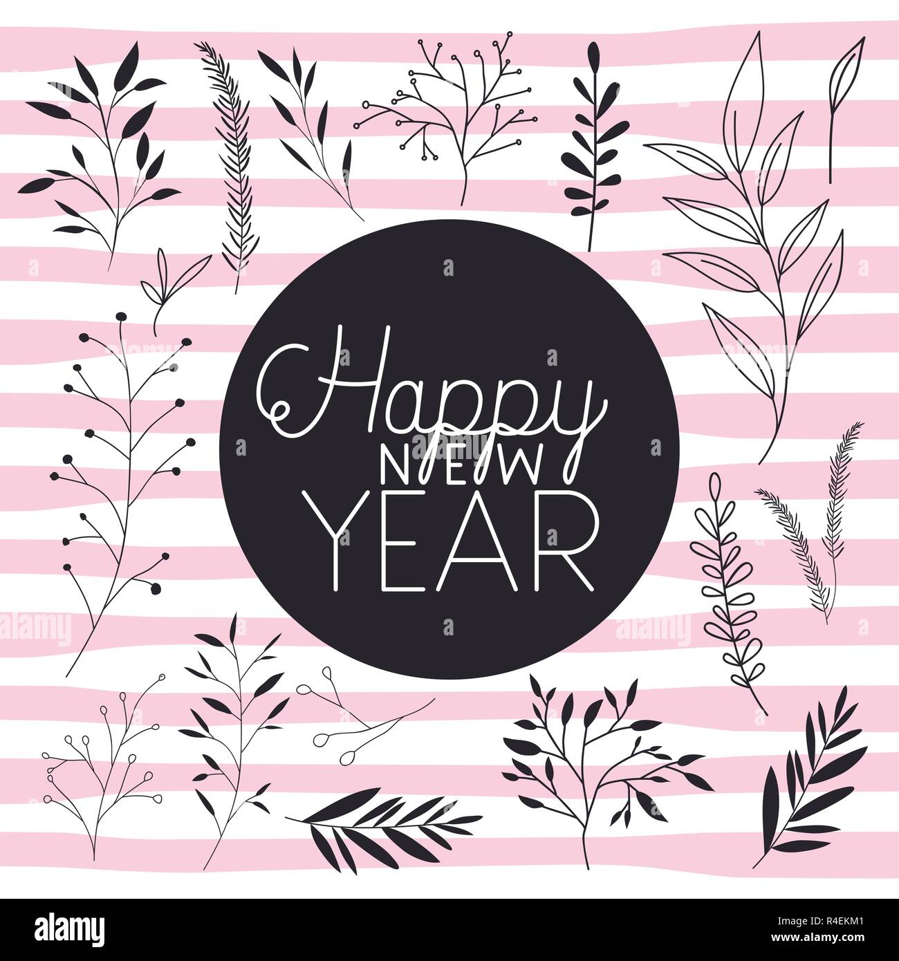 frame with happy new year lettering and wreath crown Stock Vector Image ...