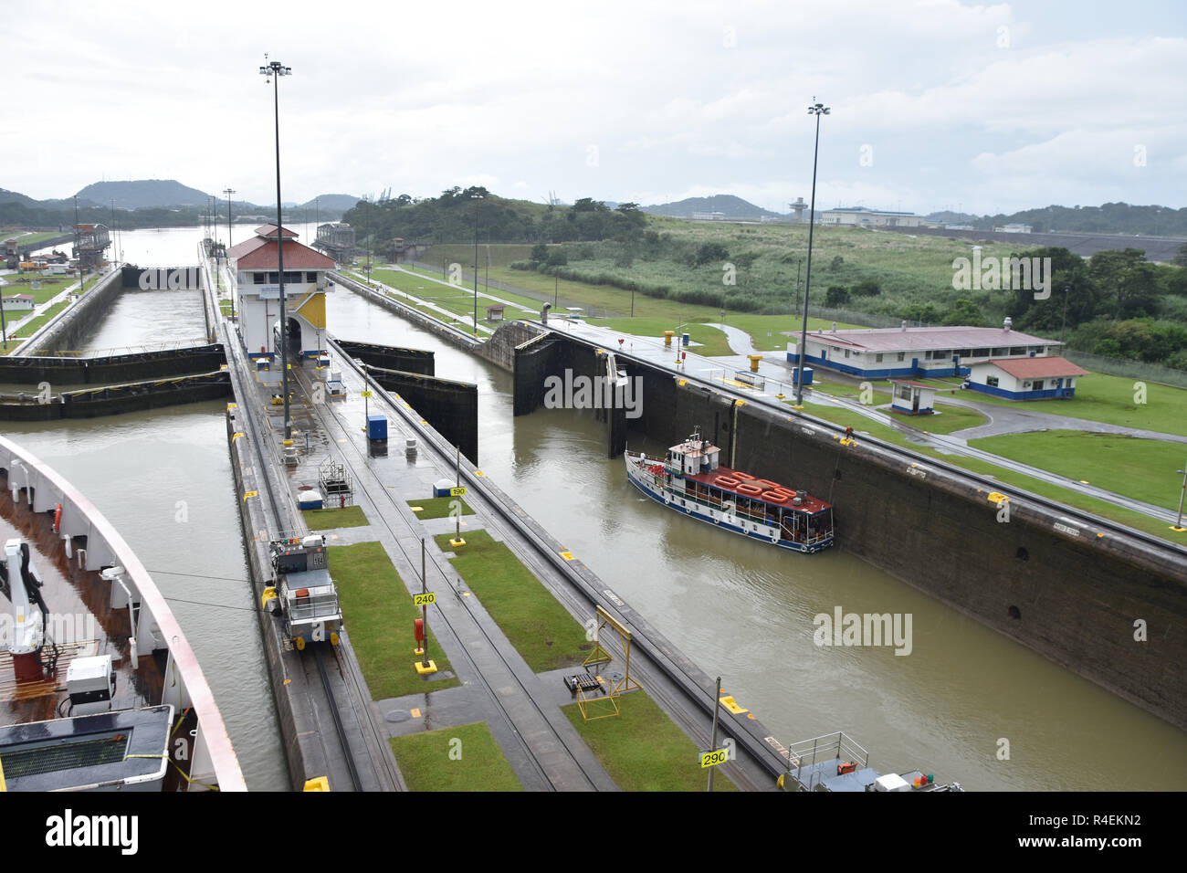 A small tour boat in the Panama Canal Stock Photo - Alamy