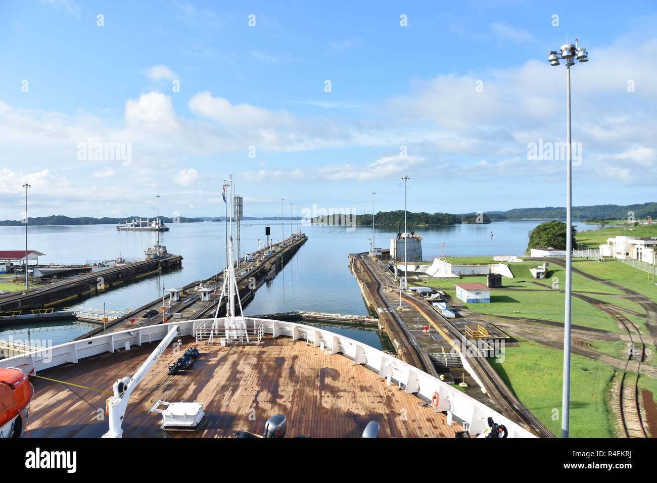 Entering Gatun Lake at the Panama Canal Stock Photo - Alamy