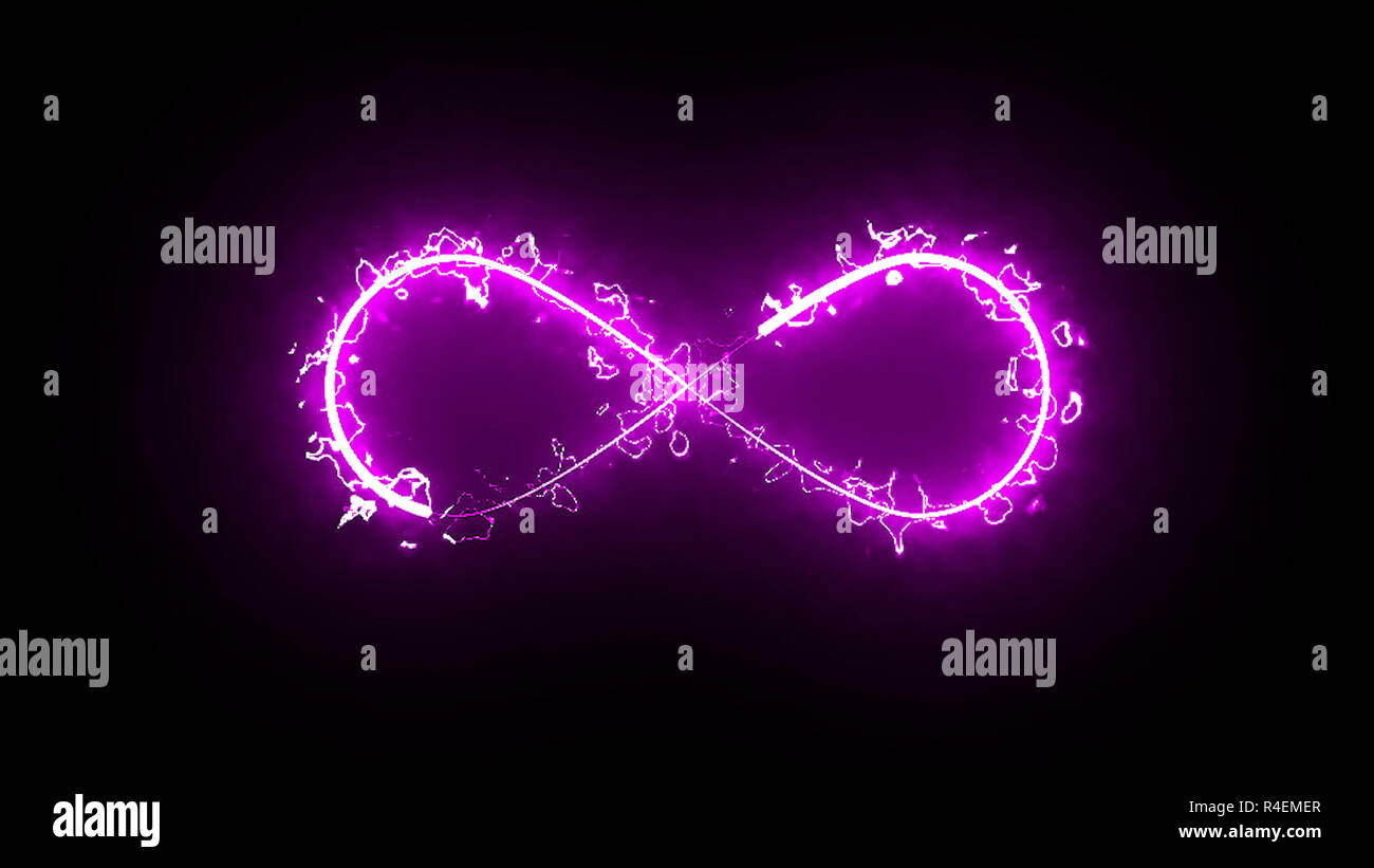 Burning infinity sign in space, modern computer generated 3D render ...