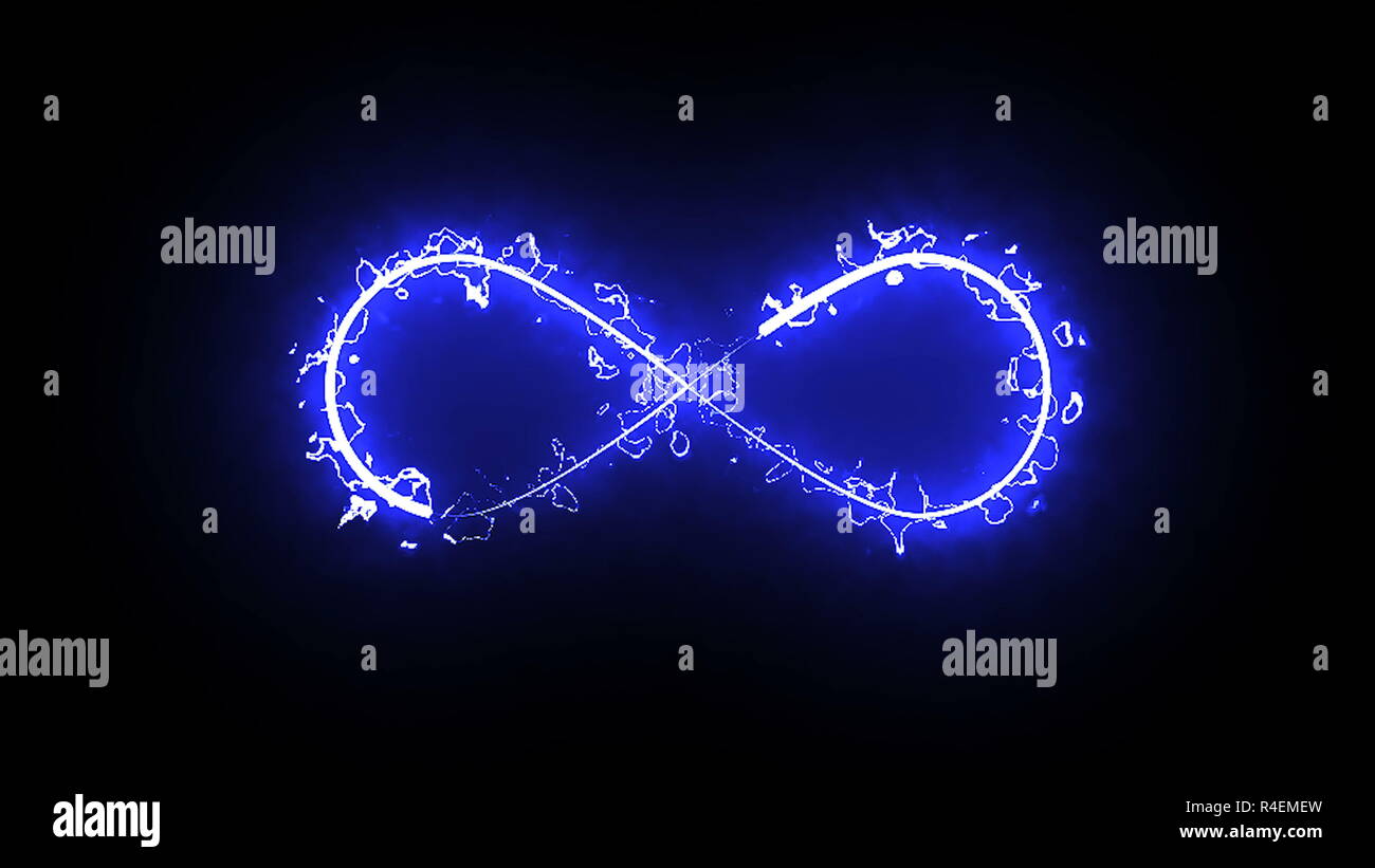 Burning infinity sign in space, modern computer generated 3D render ...