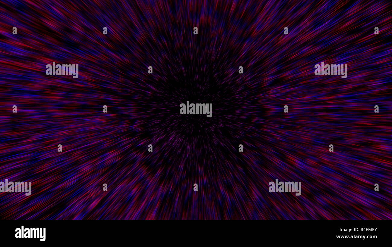 Time warp, traveling into dark unknown space, 3d render computer ...