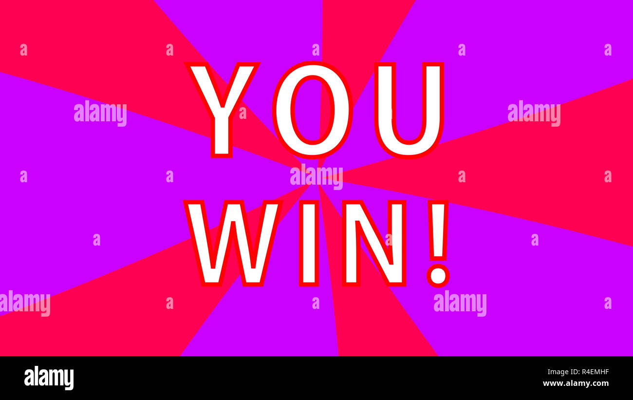 Bright text You win - element for creative design, 3d render backdrop ...