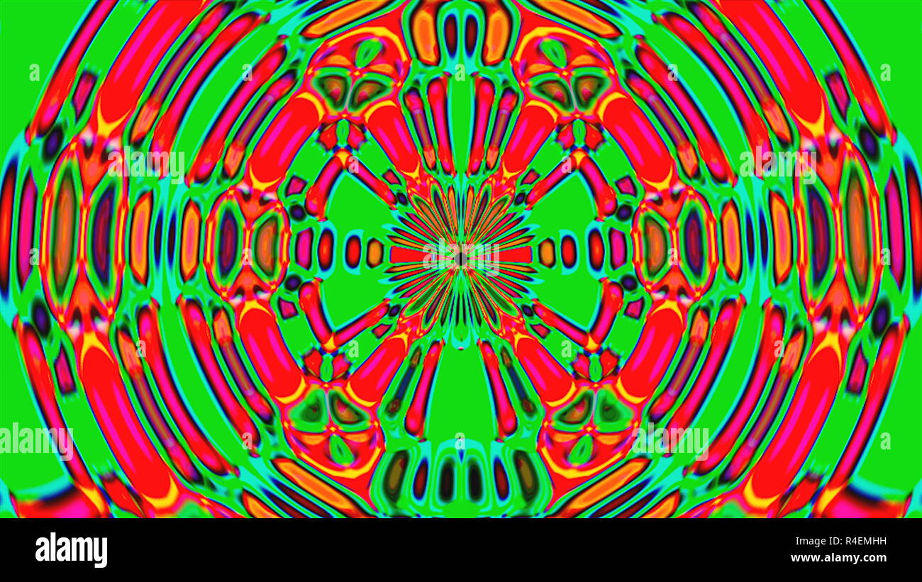 Psychedelic bright abstract kaleidoscope, 3D computer render, colorful ...