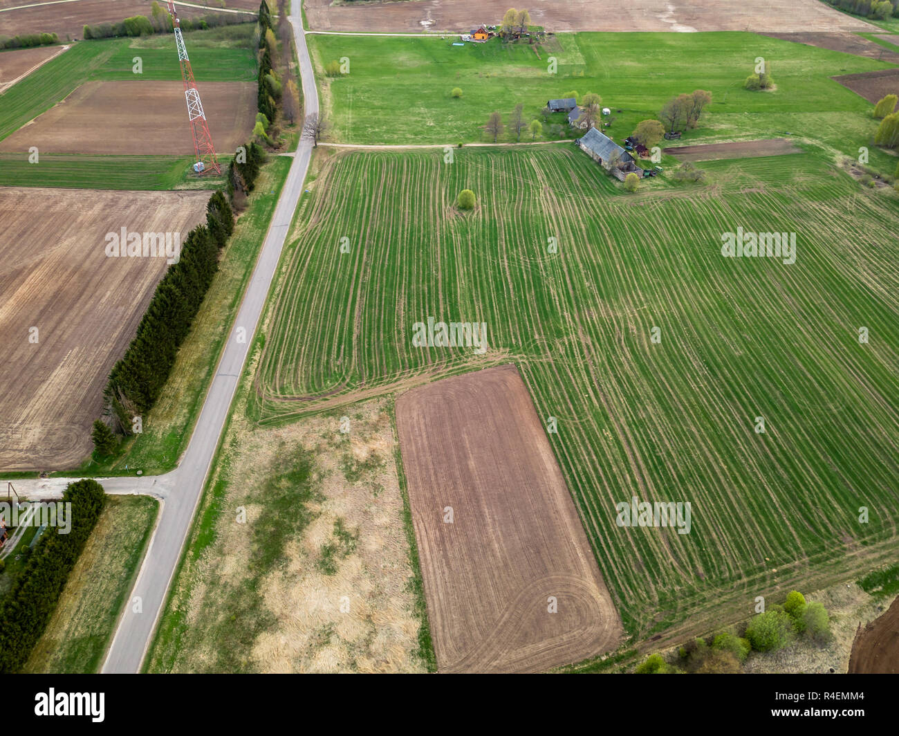 Drone Photo of the Countryside Fields in Colorful Early Spring Day ...