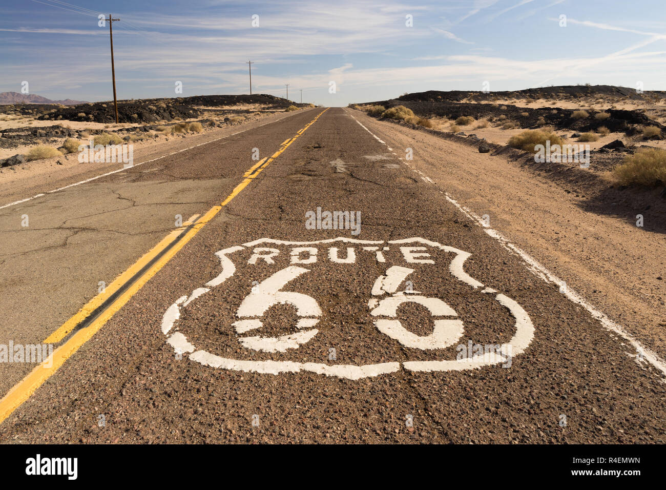 The historic route 66 road still survives in the southwest Stock Photo ...
